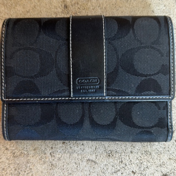Coach | Bags | Coach Classic Logo 3 Fold Wallet Fabric Leather | Poshmark
